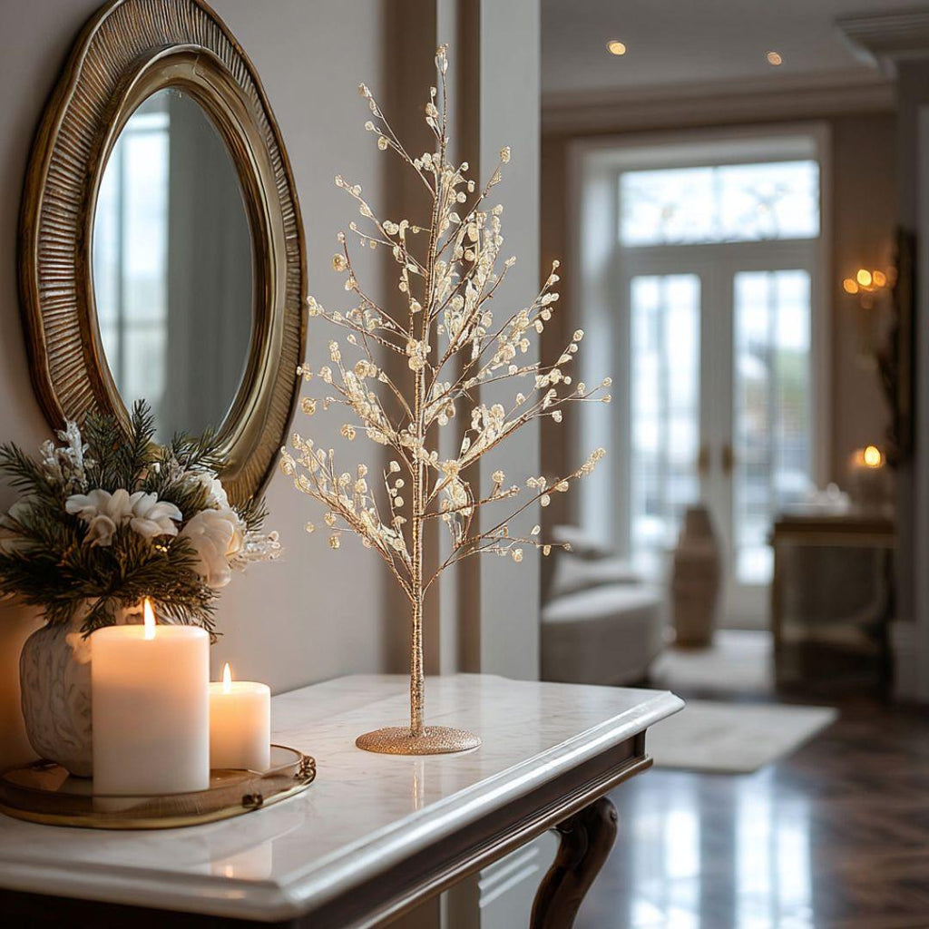 24 Inch Gold Glittered Twig Tree w/ Pearls – Third & Main