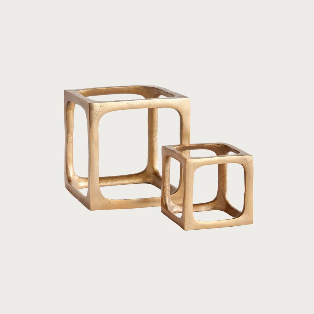 Set of 2 Gold Cubist Sculptures – Third & Main